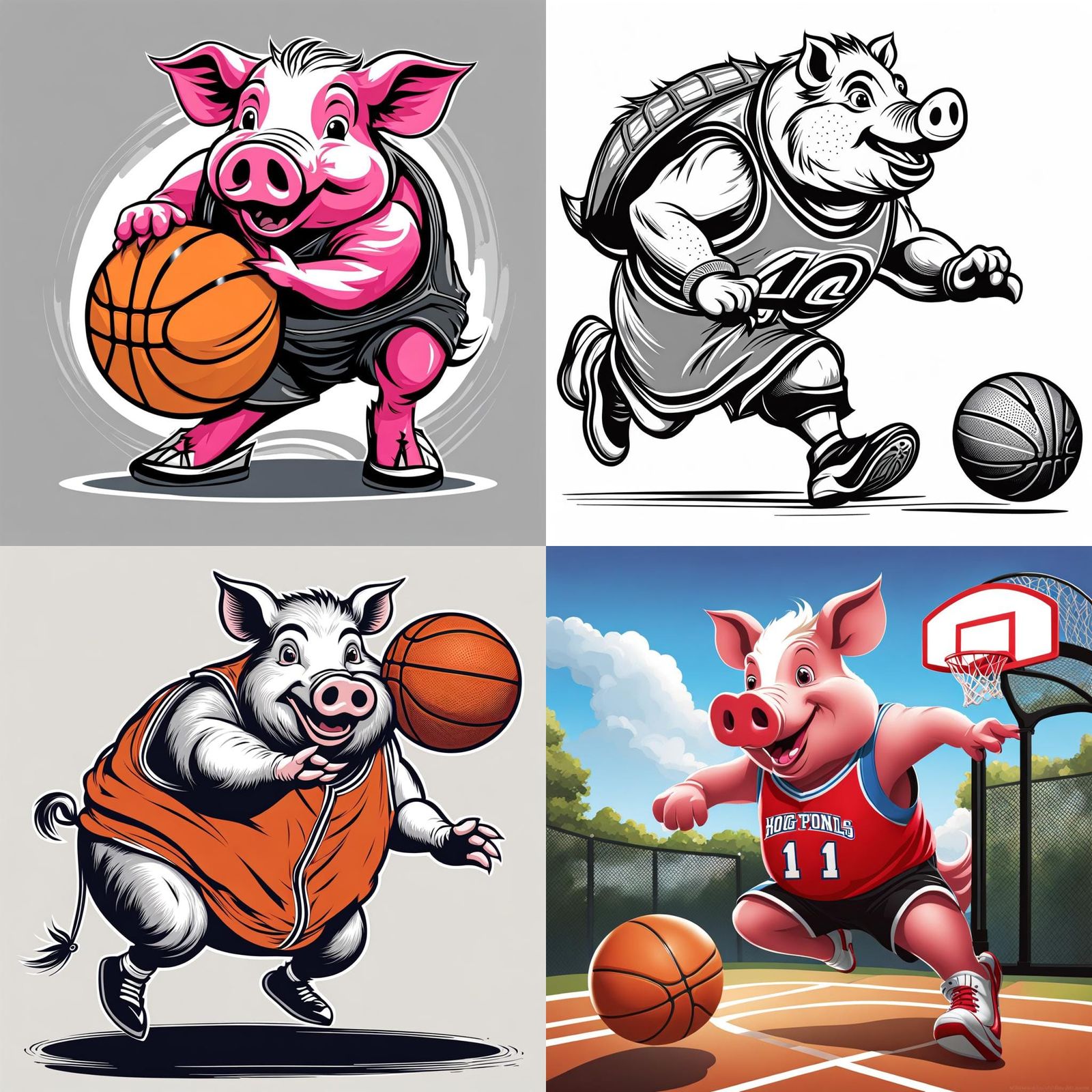 hog playing basketball - AI Generated Artwork - NightCafe Creator