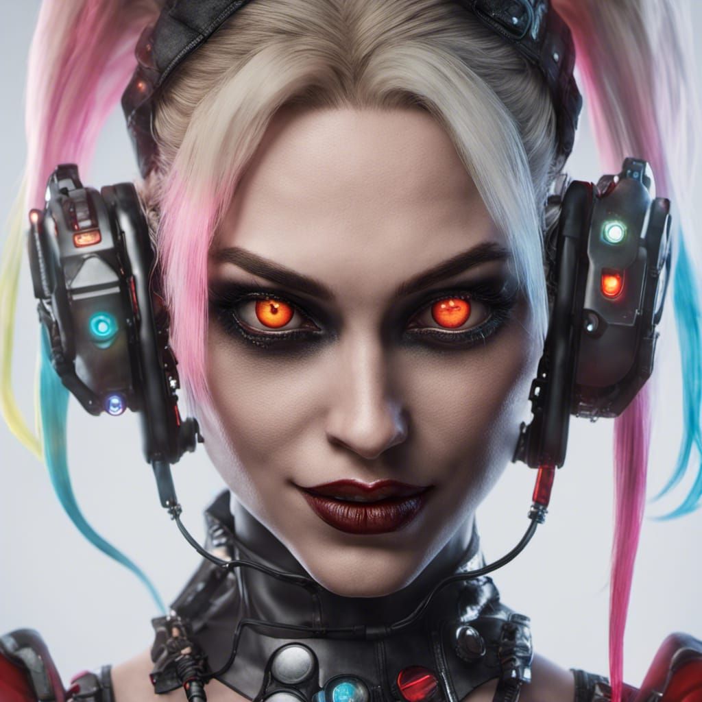 Cyberpunk Harley Quinn, Harley Quinn, Cyberpunk, cybernetics, glowing ...