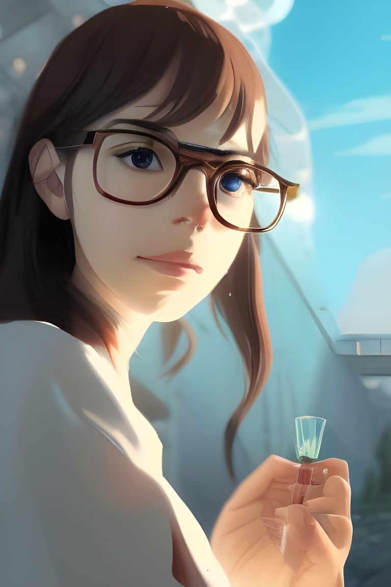 Pretty Nerd with Glasses - AI Generated Artwork - NightCafe Creator