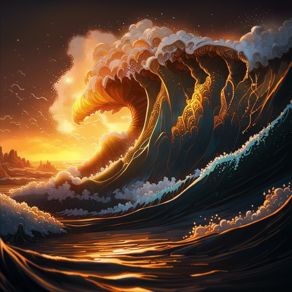 Waves Crashing - AI Generated Artwork - NightCafe Creator