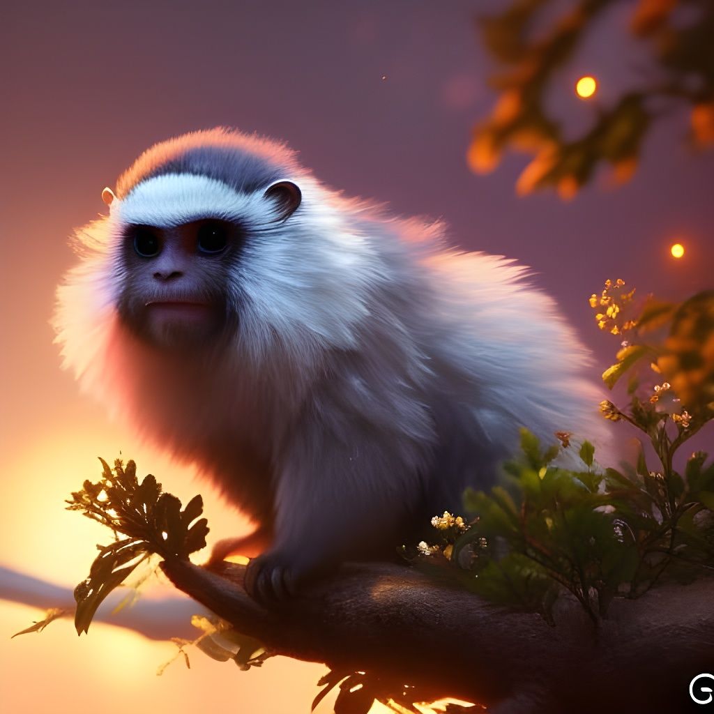 Waiting for the Nightfall (Pygme Marmoset) - AI Generated Artwork ...