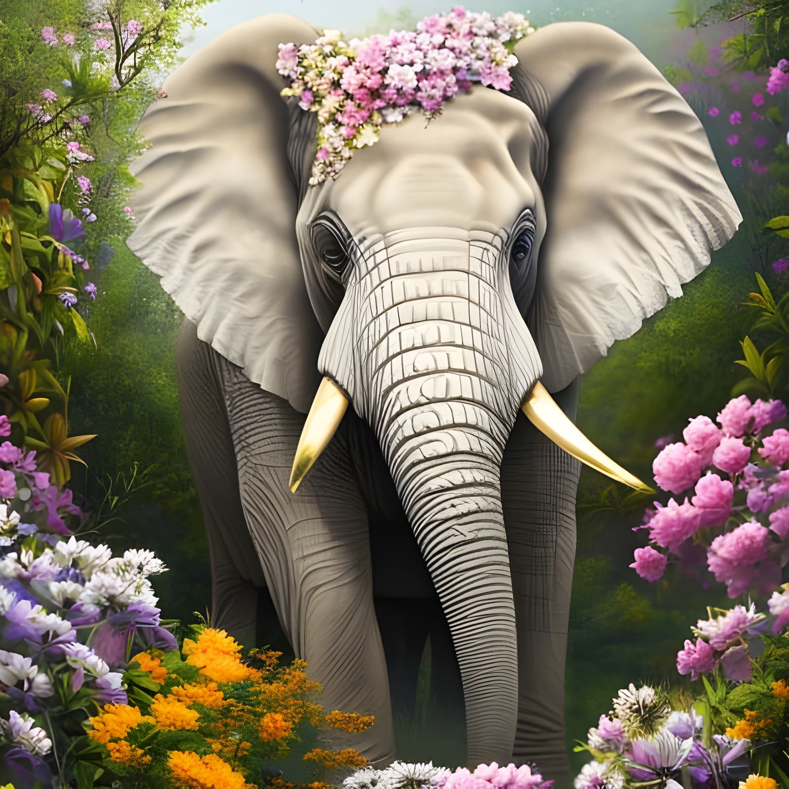Spring Elephant - AI Generated Artwork - NightCafe Creator
