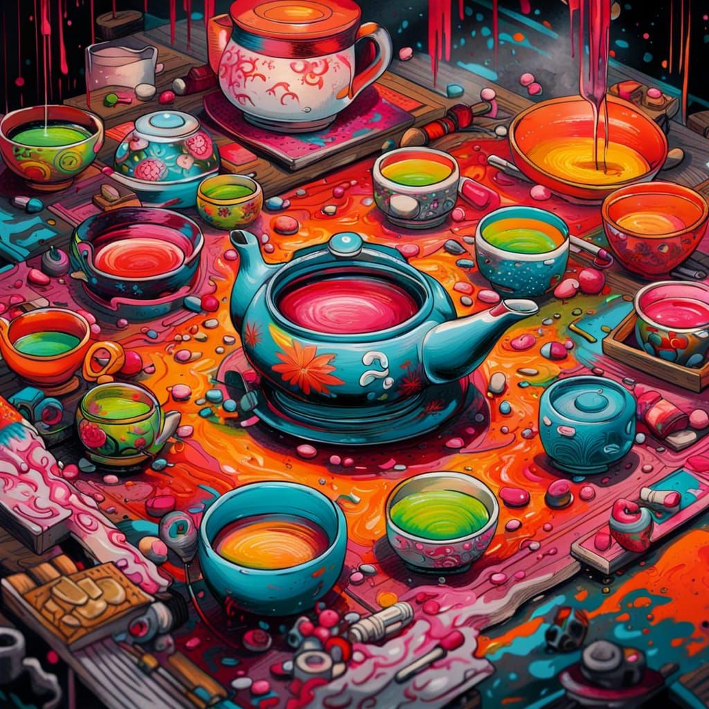 Abstract Tea Party! - AI Generated Artwork - NightCafe Creator