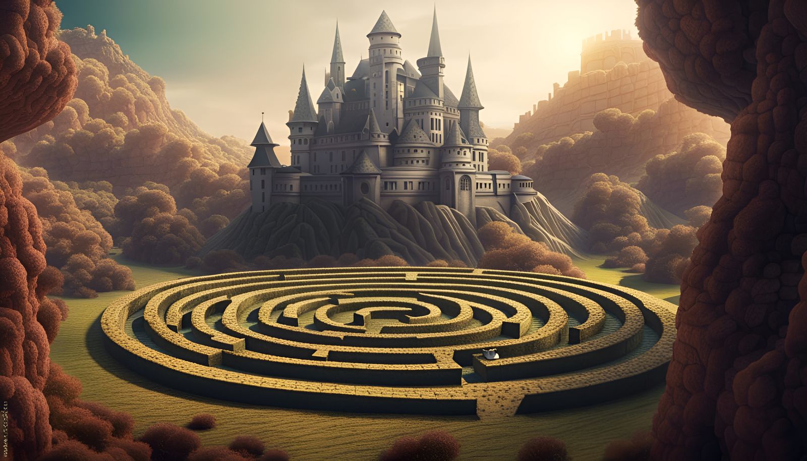 Maze on alien planet around a castel - AI Generated Artwork - NightCafe ...