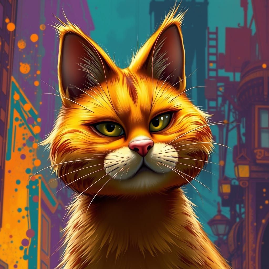 Garfield the cat - Hyperrealistic Portrait of Garfield in Vi...