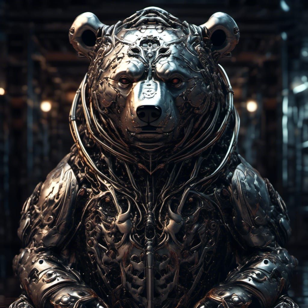 Photograph portrait of a Creepy soul-less cursed cyborg cute obese ...