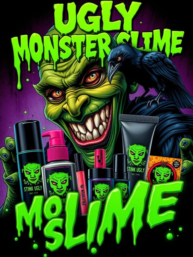 ugly monster slime advertising poster