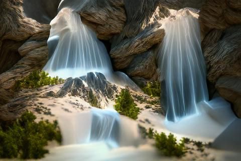 Mountain waterfall in the Rockies VRay - AI Generated Artwork ...