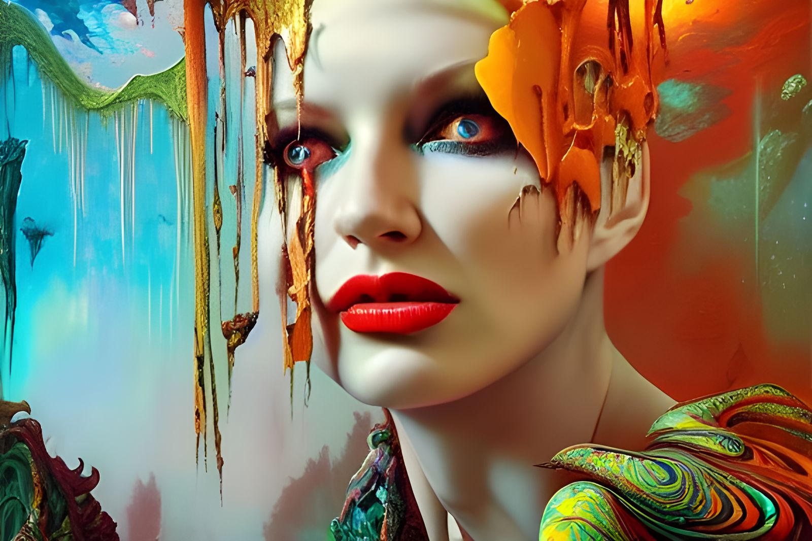 Masterpiece, psychedelic nightmare horrors woman, beautiful ...