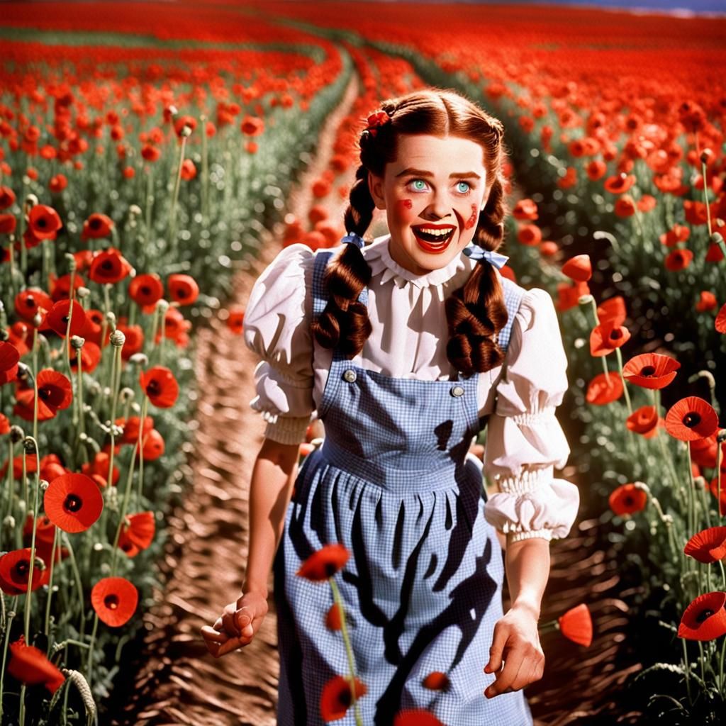 Dorothy from the movie the Wizard of OZ. Dorothy has gone gleefully ...