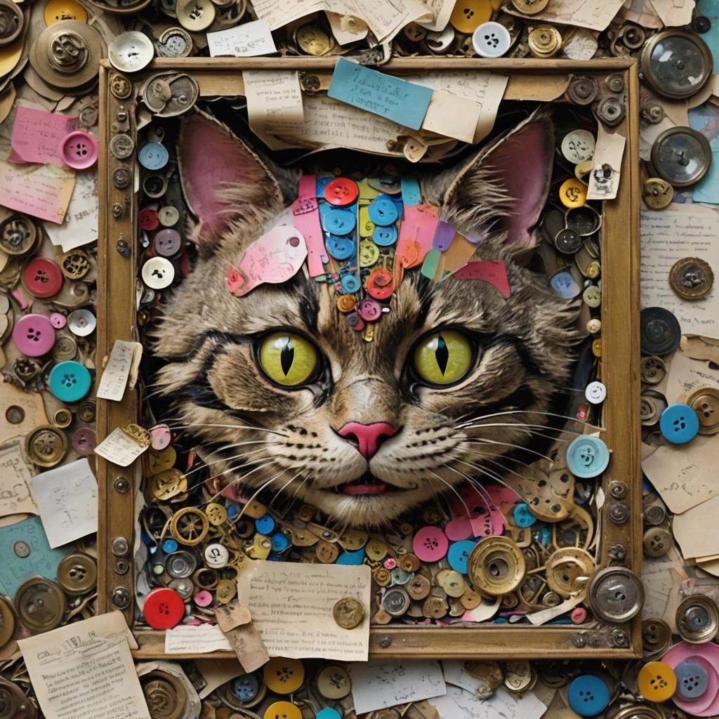 Cheshire Collage Cat - AI Generated Artwork - NightCafe Creator