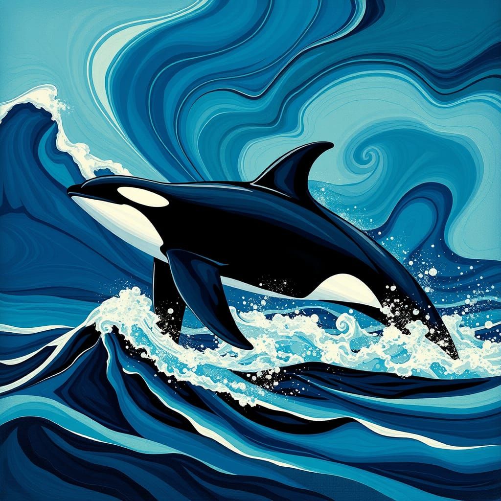 "Orca" by klee and pfau - Majestic Orca in Vibrant Abstract...