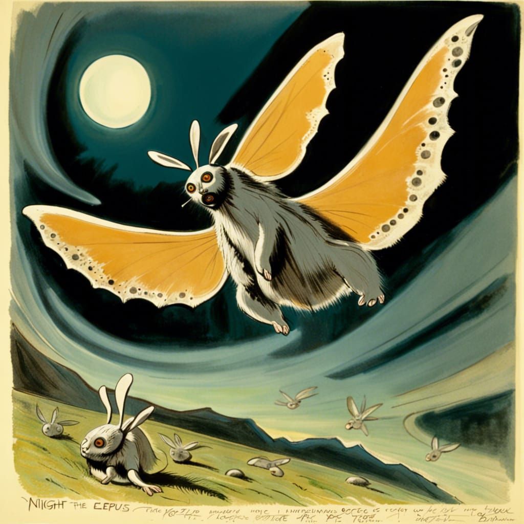 "Night of the Lepus" meets "Mothra" : concept art by William Blake ...