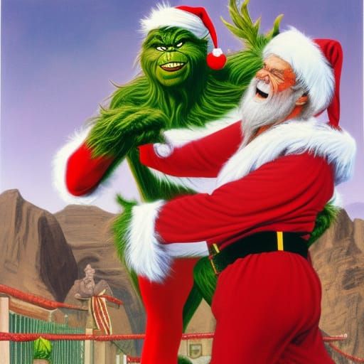Santa Claus wrestling with the Grinch by Bernie Wrightson, Alex Ross ...