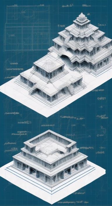 3d temple blueprint!! - AI Generated Artwork - NightCafe Creator
