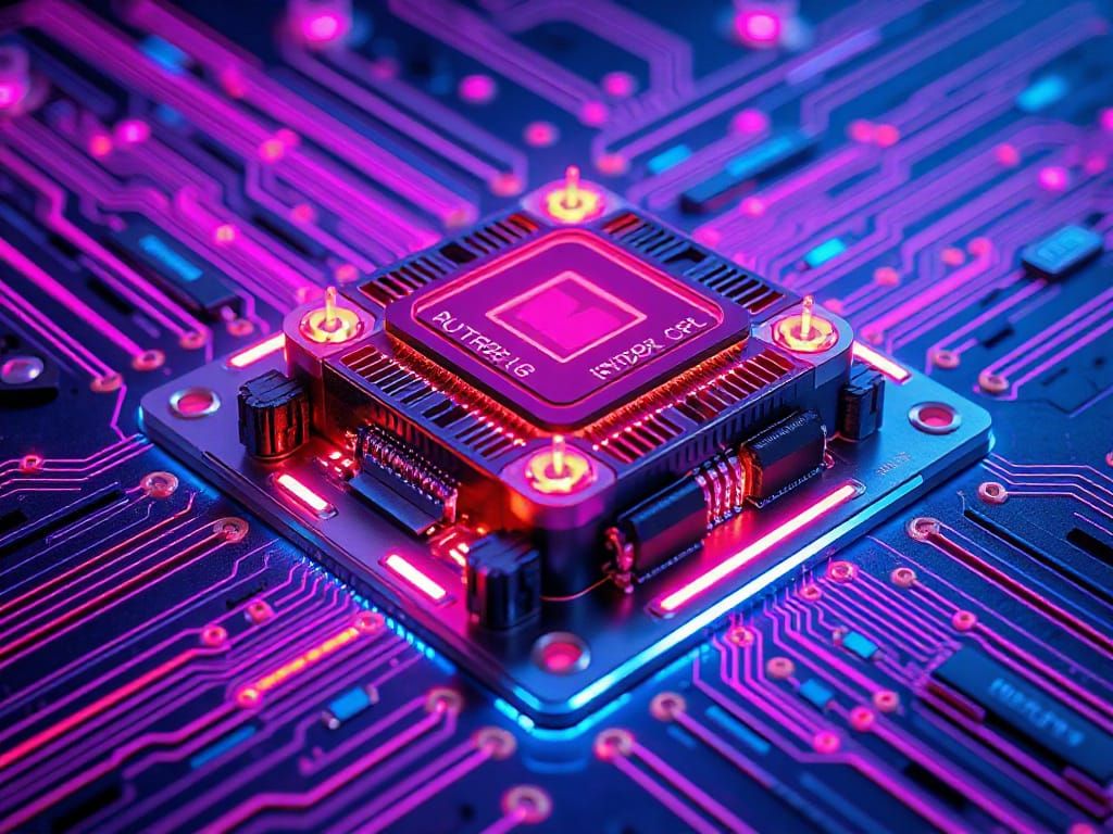 Futuristic CPU and GPU Chip Emulator in Neon-Lit S... - AI Art