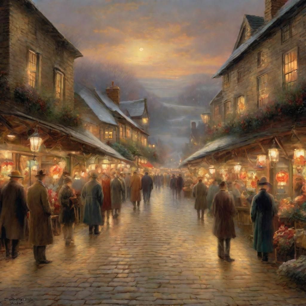 Art by Thomas Kinkade, Joseph Turner, John Constable: A rustic village ...