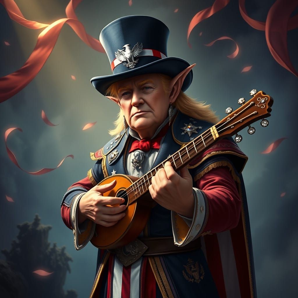 Eloquent Trump, Half-Elf Bard in Star-Spangled Reg... - AI Art