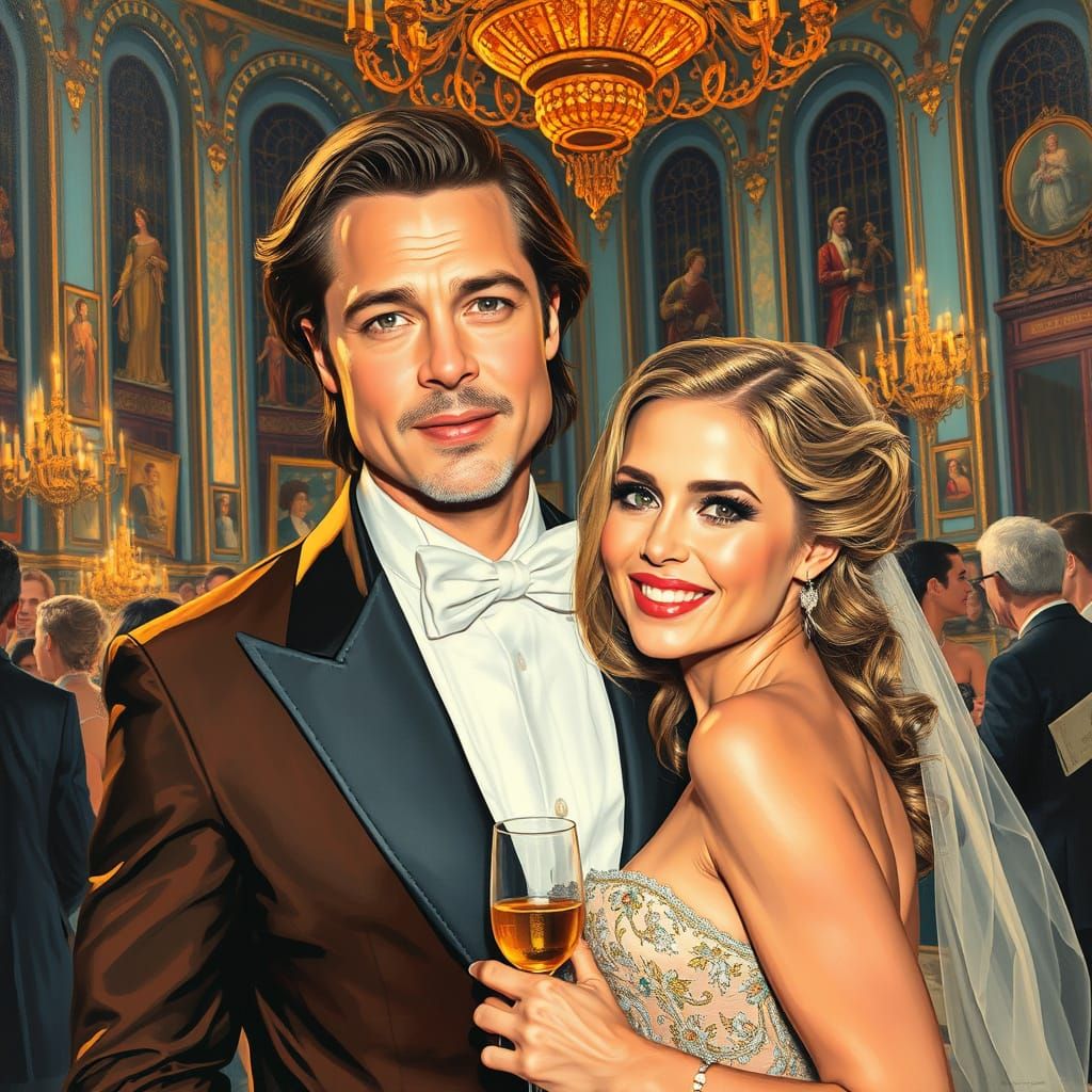 Acrylic art, hyperdetailed, style of Alphonse Mucha. Long shot of ...