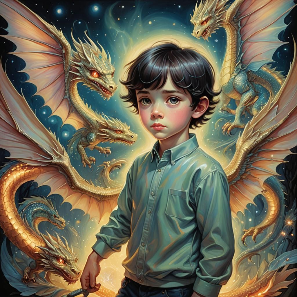 Boy with Dragon Backdrop - AI Generated Artwork - NightCafe Creator