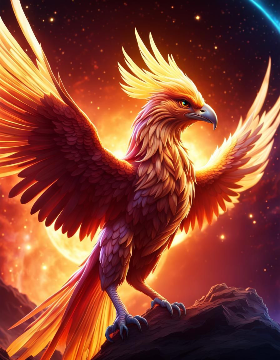 Holy chibi phoenix in night light - AI Generated Artwork - NightCafe ...