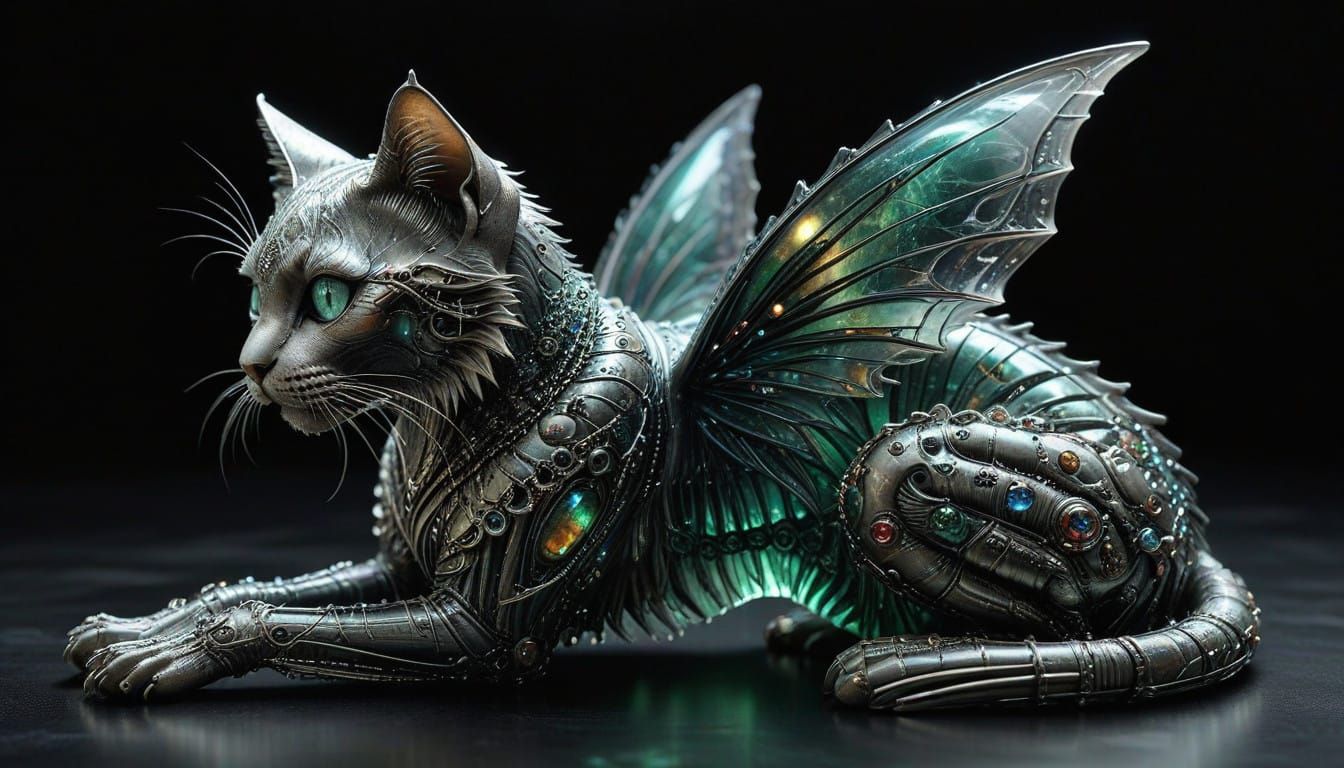 a beautiful cat inside a hart shaped crystal hart