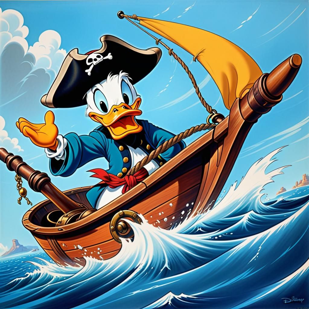 Donald Duck Sails the Seven Seas - AI Generated Artwork - NightCafe Creator
