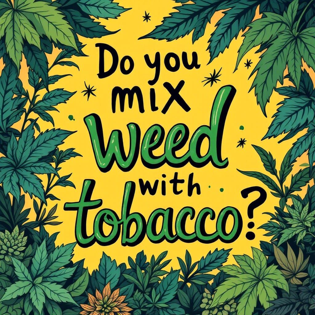 Whimsical Cannabis Wallpaper in Bold Cursive Carto... - AI Art