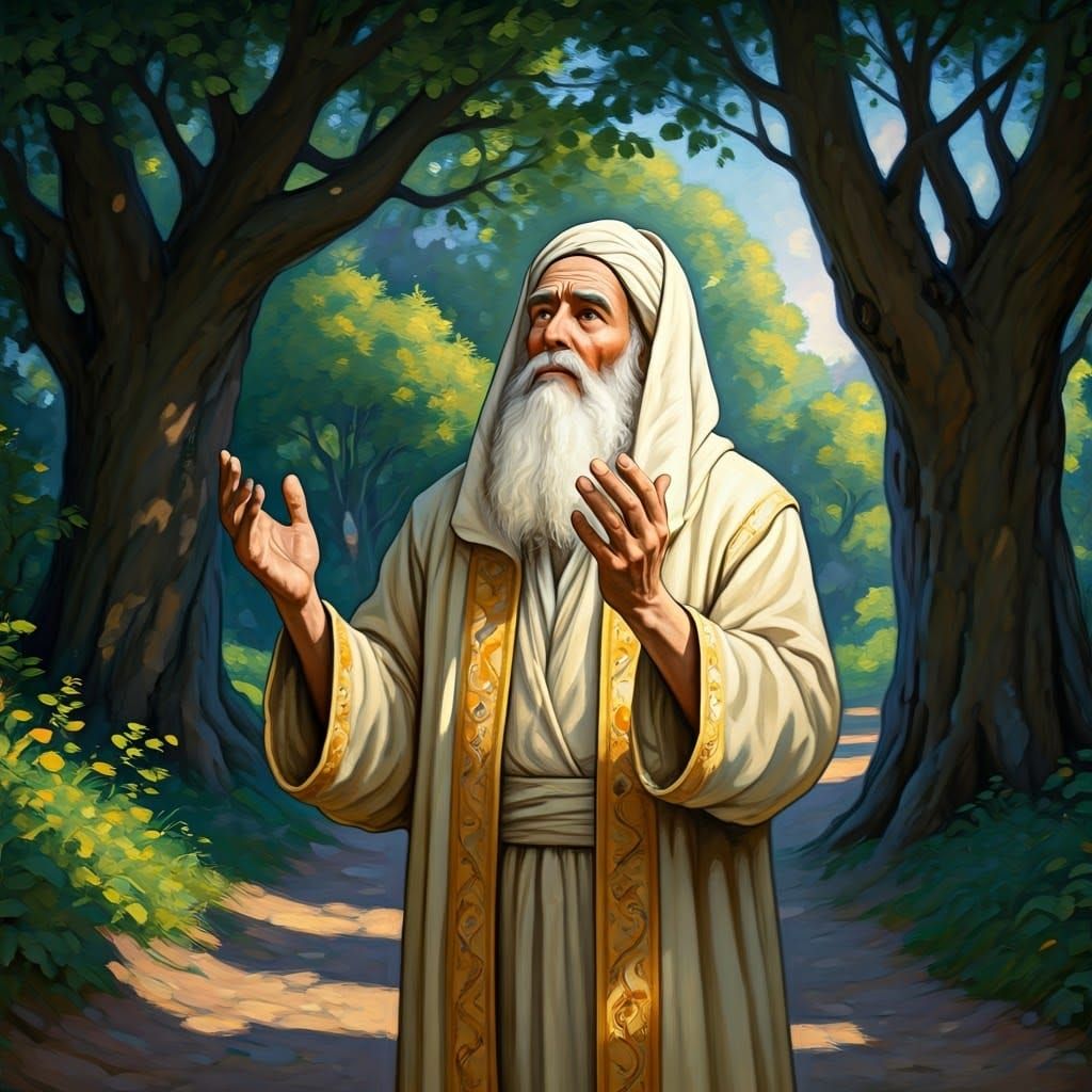Ancient Jewish Sage in Serene Landscape - AI Art