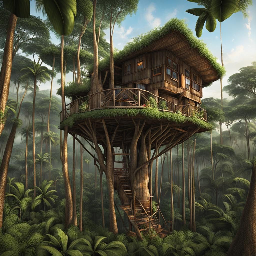 Unusual treehouses - AI Generated Artwork - NightCafe Creator