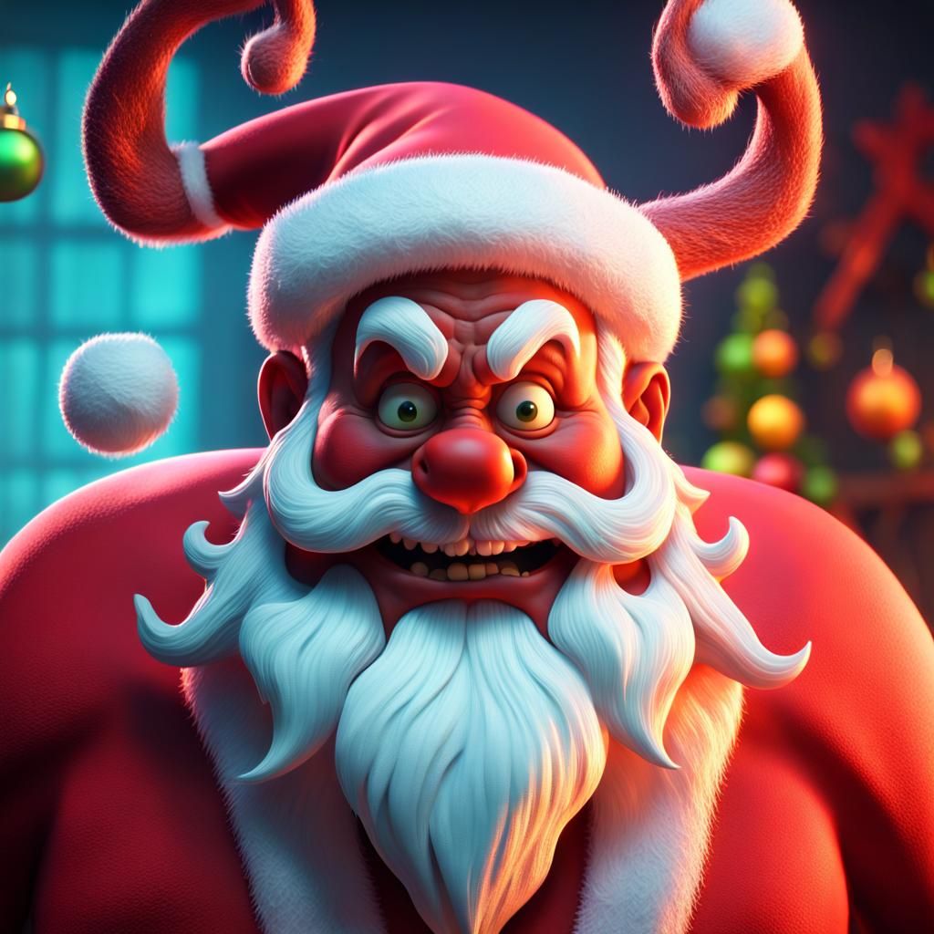 Scary Santa Demon Claus hyperdetailed, extra colorful, mind-blowing ...