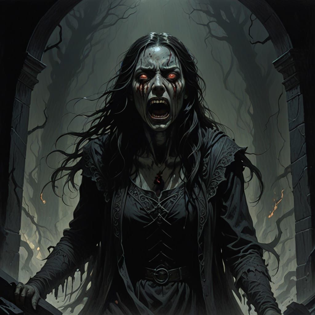 A New Statue Graces the Manor - Gothic Woman Petrified in Da...