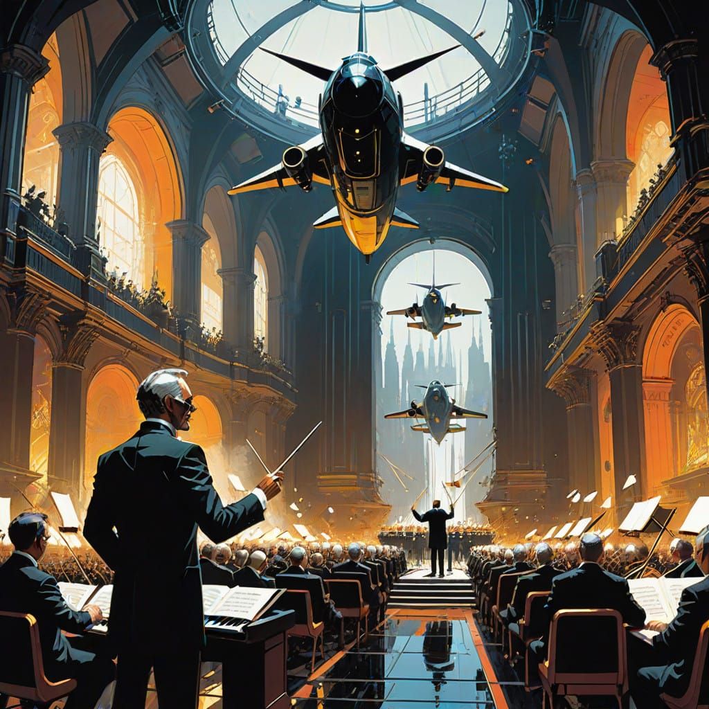 conductor AI - Futuristic Conductor Leads Orchestra in Grand...