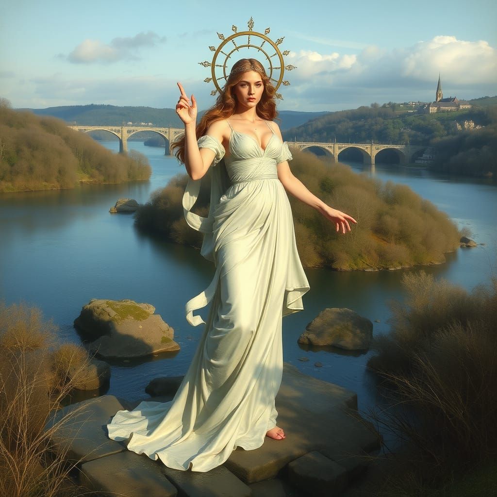 Sabrina Goddess of the River Severn in Mythologica... - AI Art