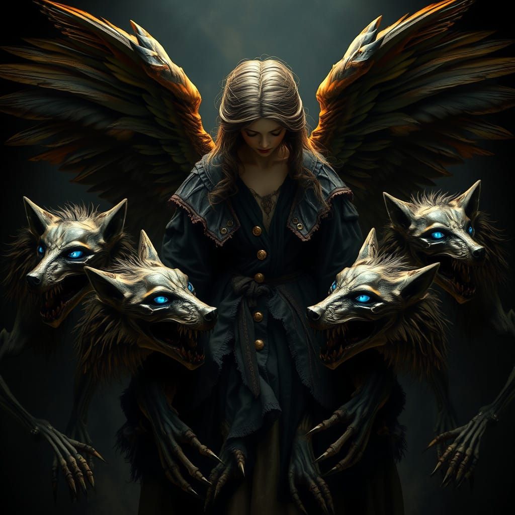 Skeleton wolves with glowing piercing blue eyes, reminiscent of ...