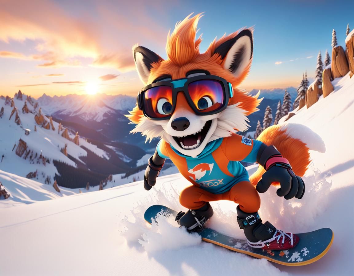 A Firefox with lots of energy to compete in the snowboarding ...