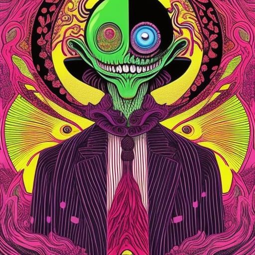 A colorful, bright, and cute eldritch portrait of a nerdy young Cthulu ...