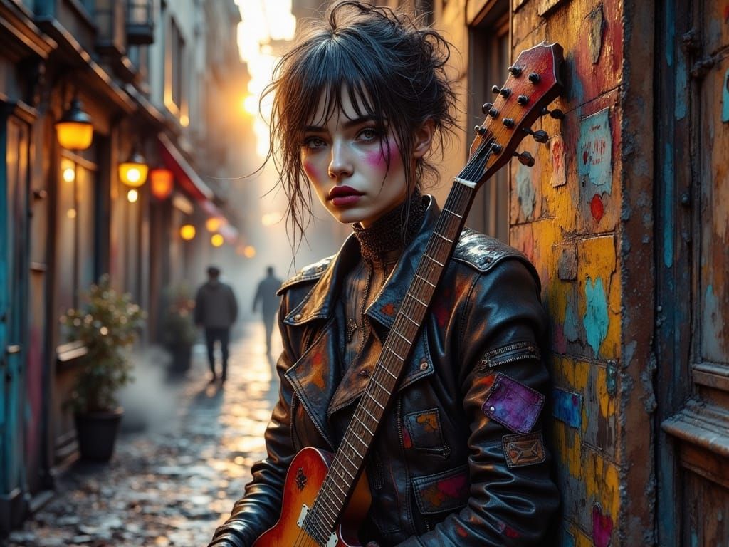 Gritty Urban Rebel Girl with Guitar!!!