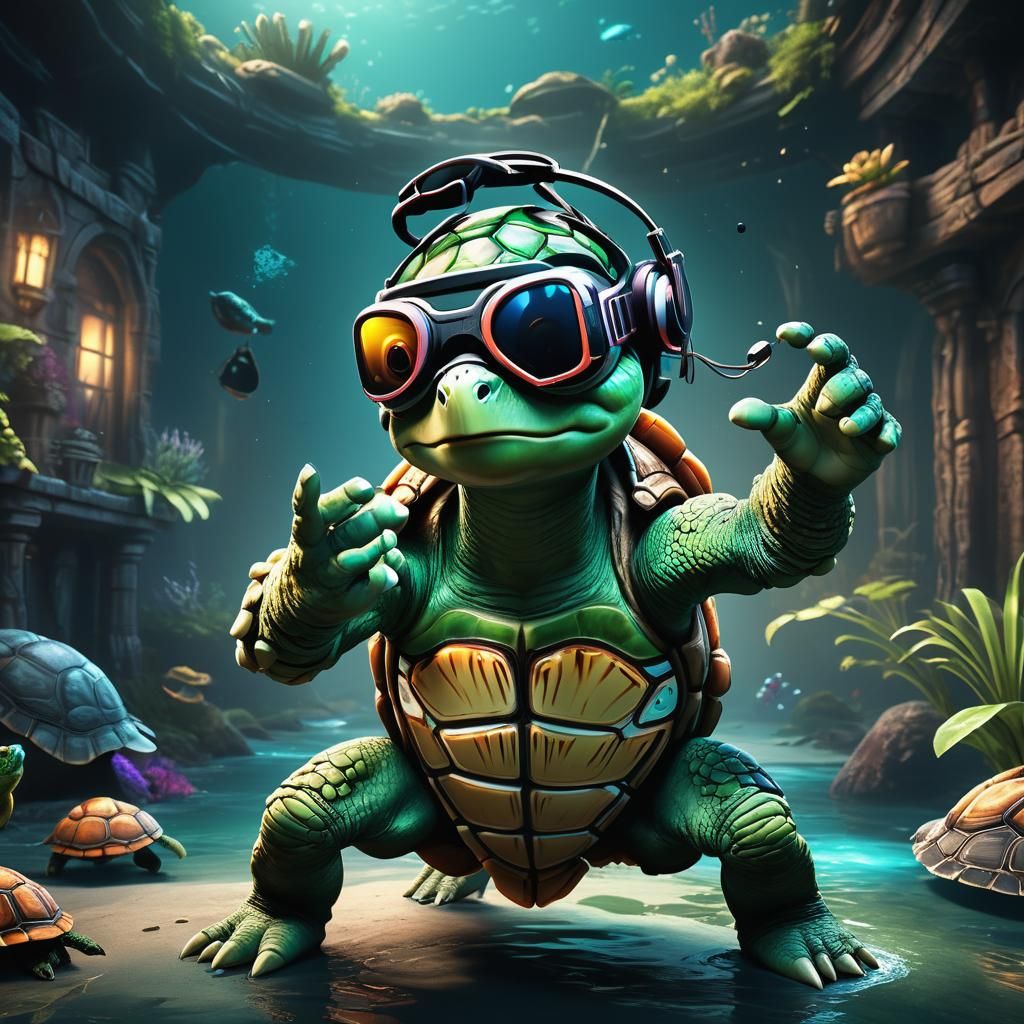 A turtle playing with a vr headset - AI Generated Artwork - NightCafe ...