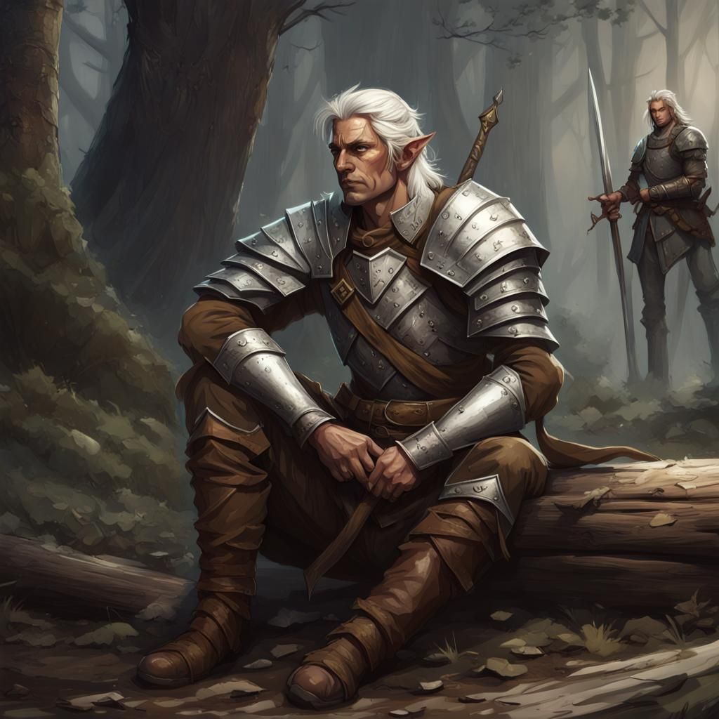 Half Elf male with silver hair and tanned skin. Commander of an army ...