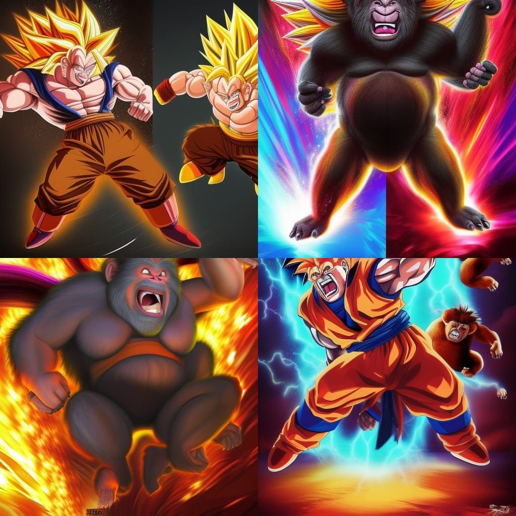 Danny Devito as a super saiyan fighting a giant monkey - AI Generated ...