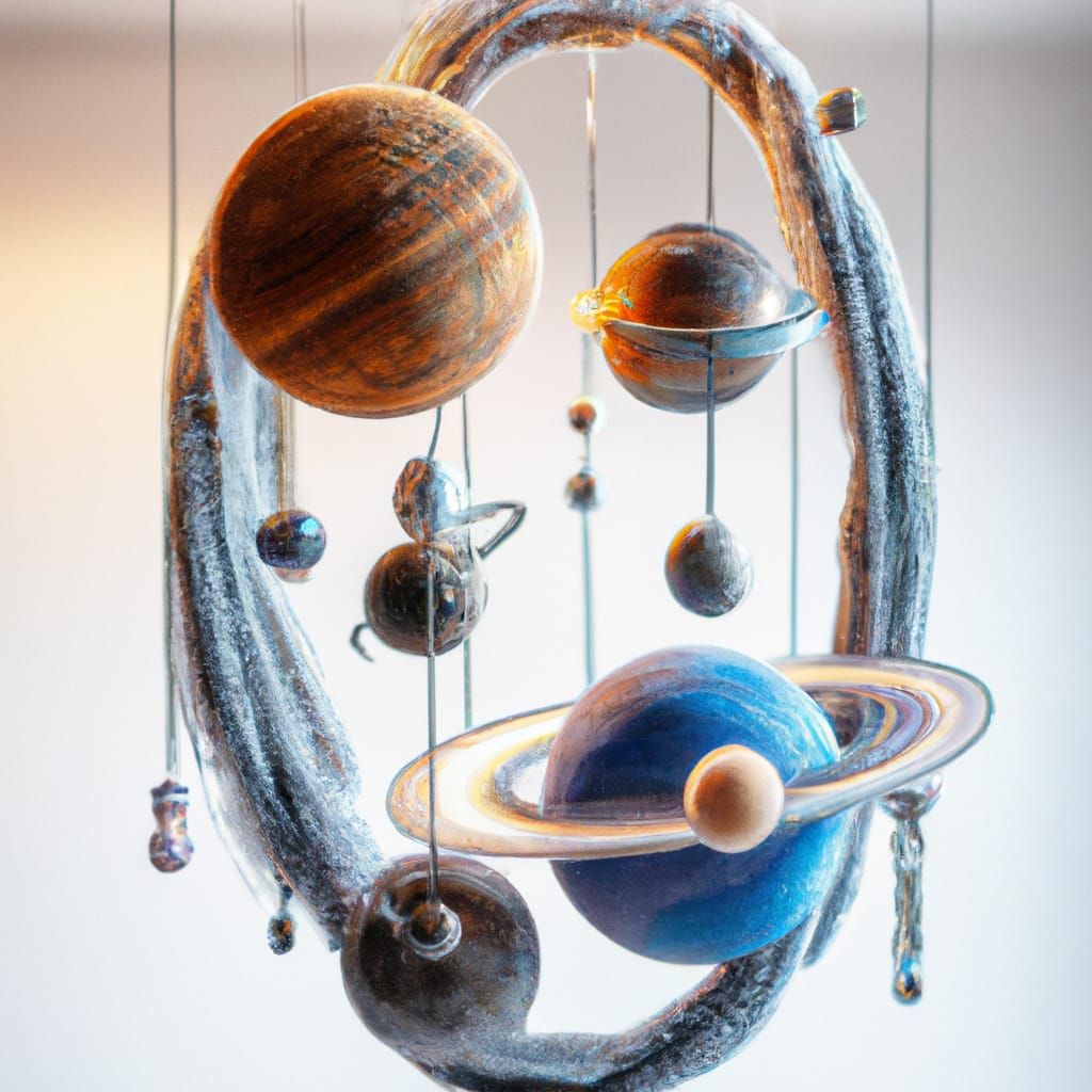 photography of a hanging solar system model! Beautiful flawless planets ...