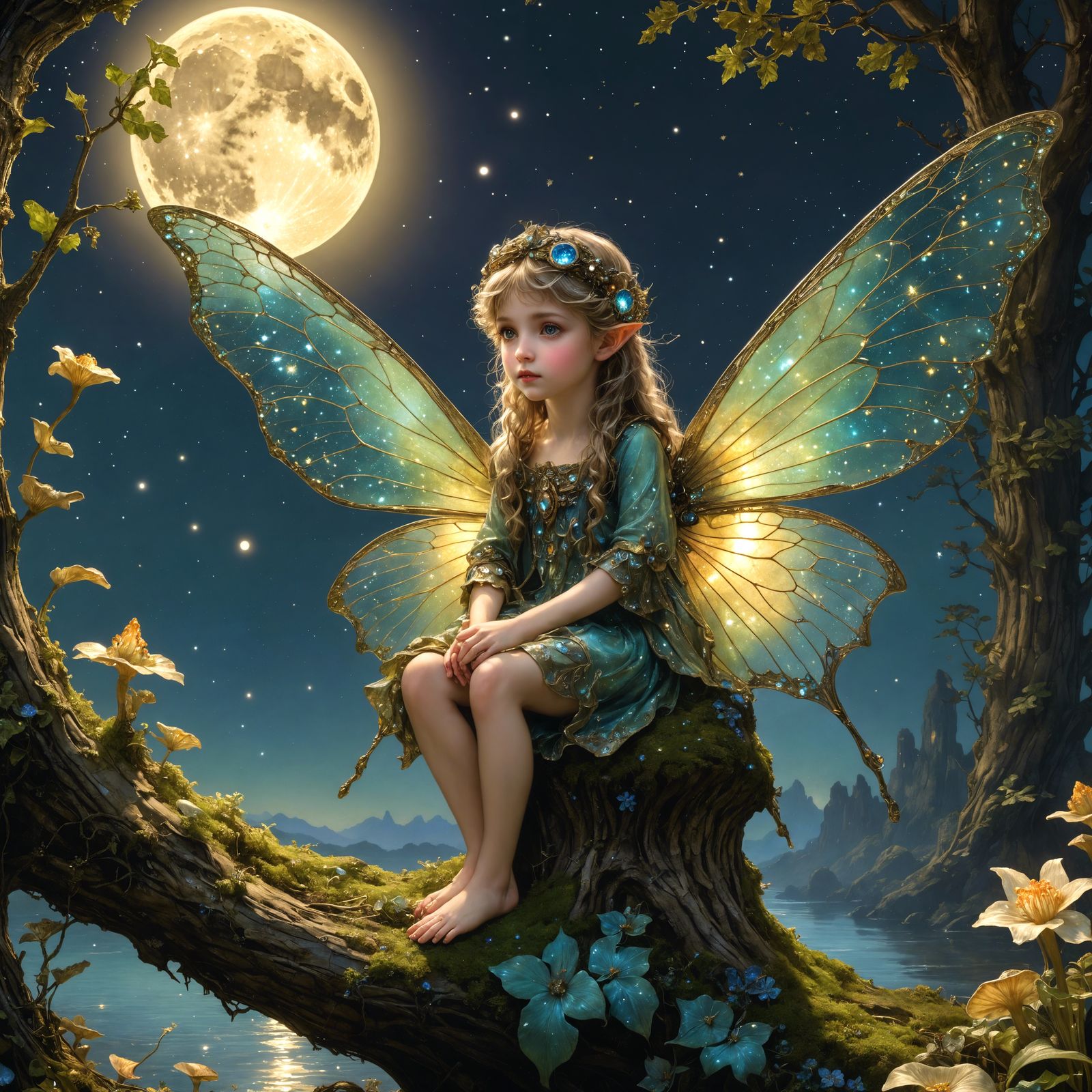 Pixie and the Moon - AI Generated Artwork - NightCafe Creator