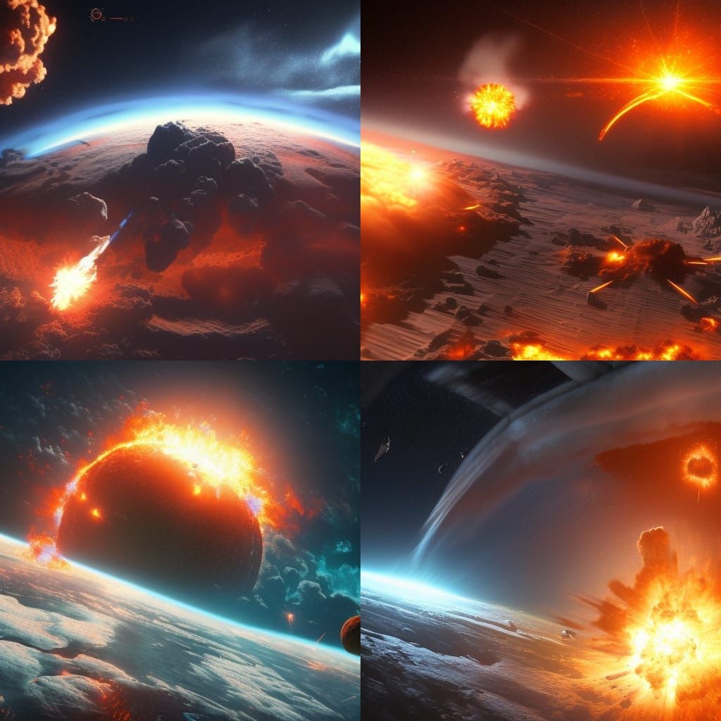 Nuclear explosions in space - AI Generated Artwork - NightCafe Creator