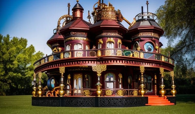 Steampunk Mansion - AI Generated Artwork - NightCafe Creator