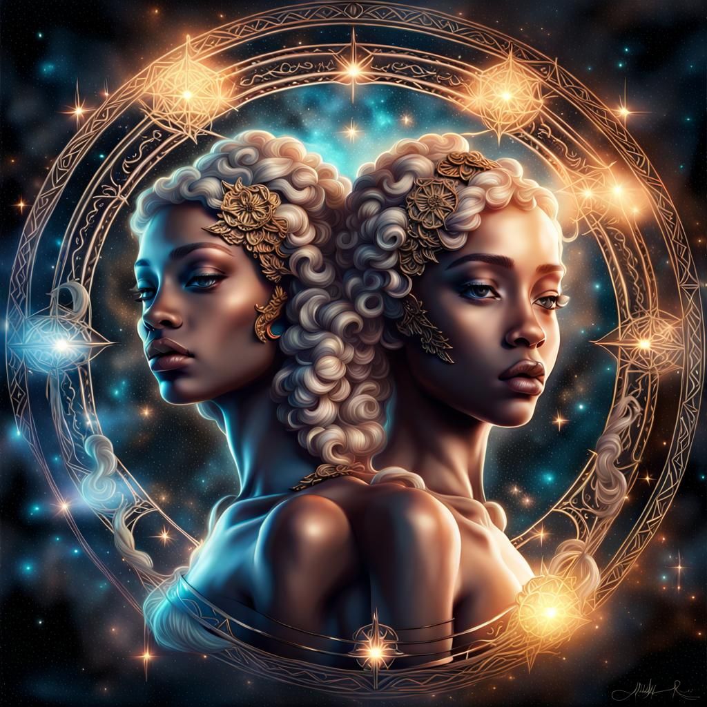 Gemini Celestial Twins Subject: Celestial twins embodying the essence ...