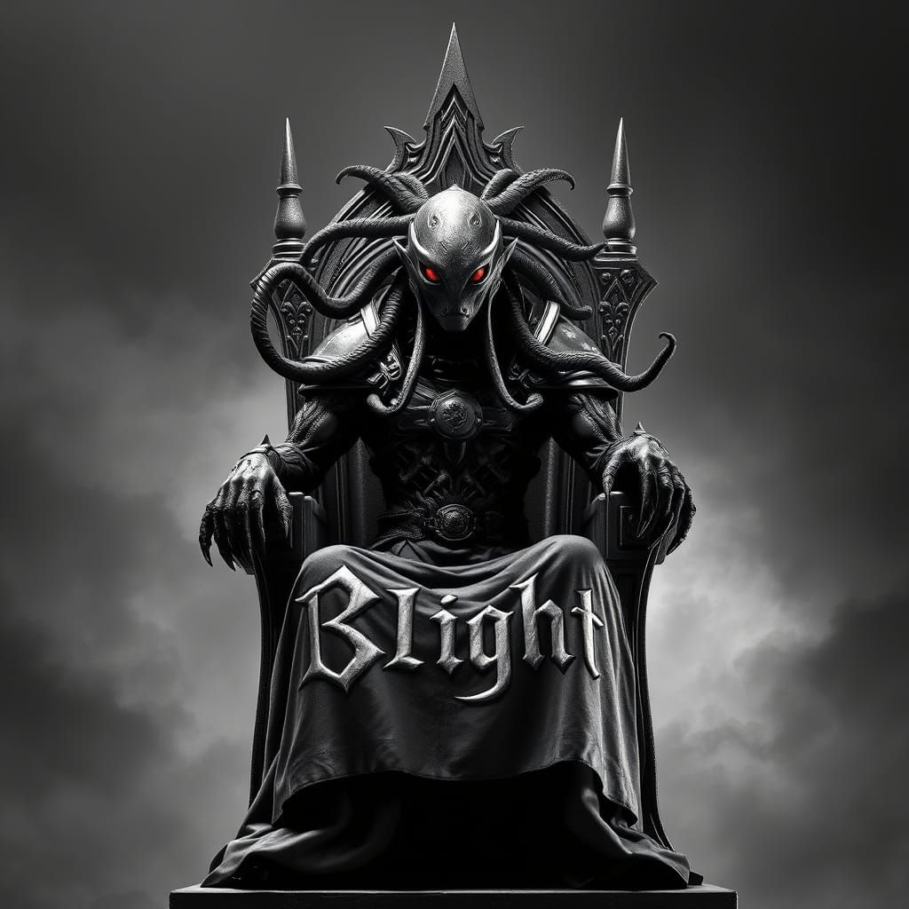 Cyberpunk Alien Warlord in Dark Robes - AI Art