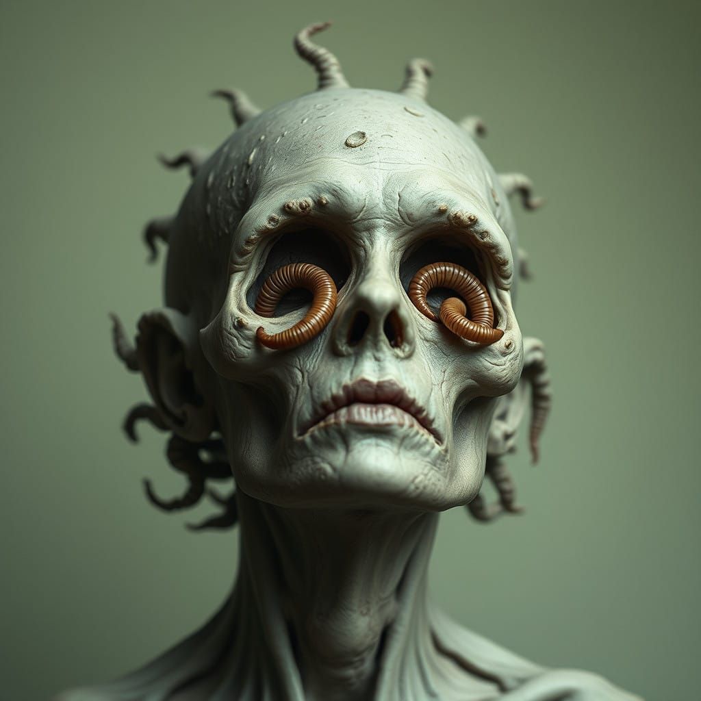 Awful - Grotesque Portrait of a Rotting Woman in a Cyberpunk...