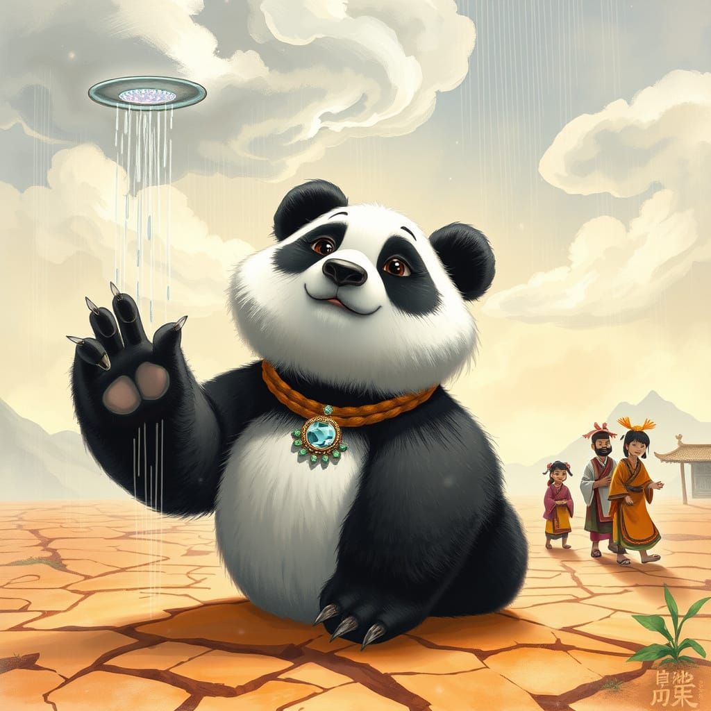 Majestic Panda Brings Life to Dry Land in Whimsica... - AI Art