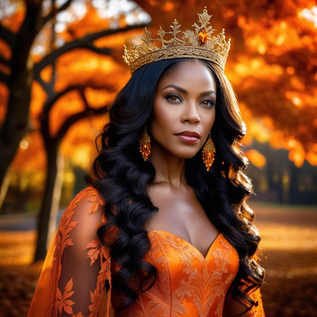 FALL QUEEN: Beautiful Black Woman - AI Generated Artwork - NightCafe ...